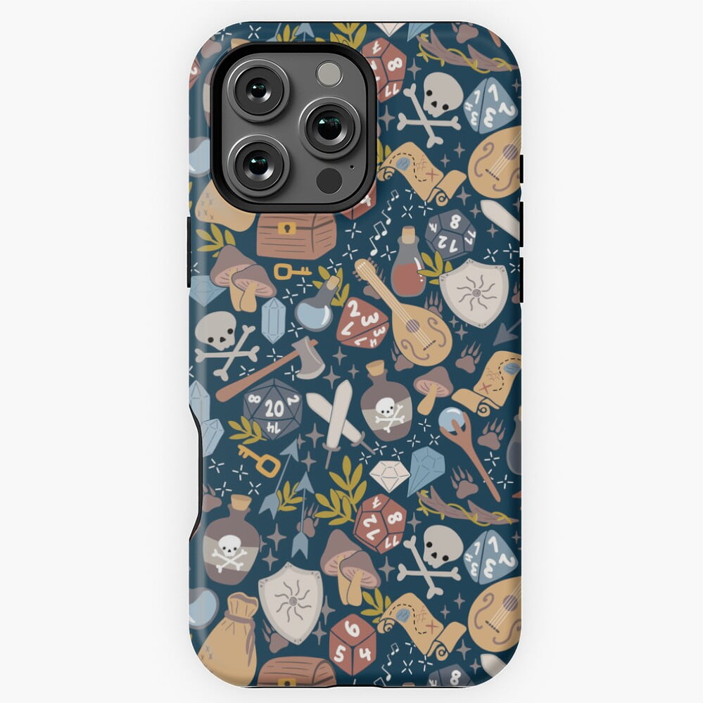 Adventure Awaits Navy D20 Dice Phone Case for iPhone 16 15 14 13 12 11 ...