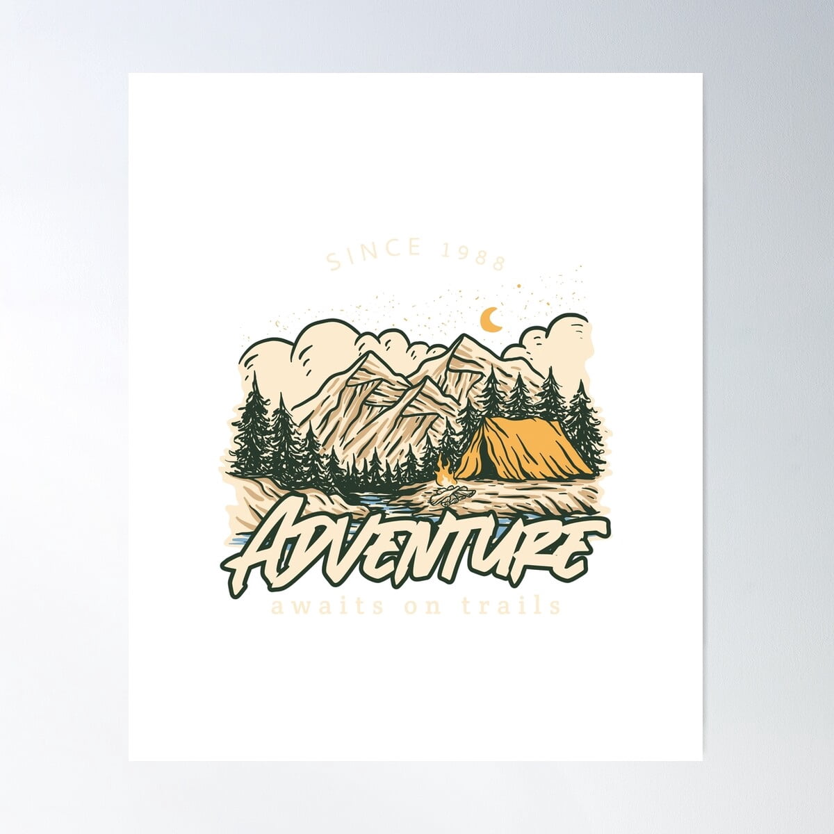 Adventure Awaits On Trails Camping Hiking Poster Wall Art, Modern Wall ...