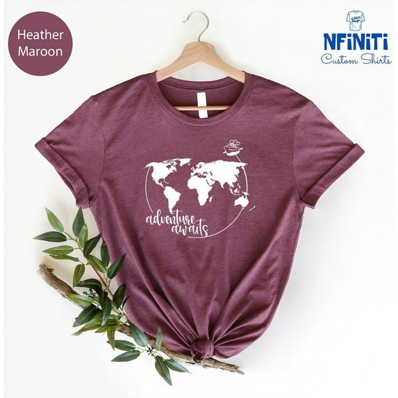 Adventure Awaits T-Shirt: Cruise Vacation World Map Tee All Size S-5Xl ...