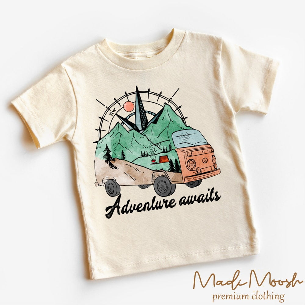 Adventure Awaits Toddler Shirt, Hiking Outdoors Adventure Kids Shirt ...