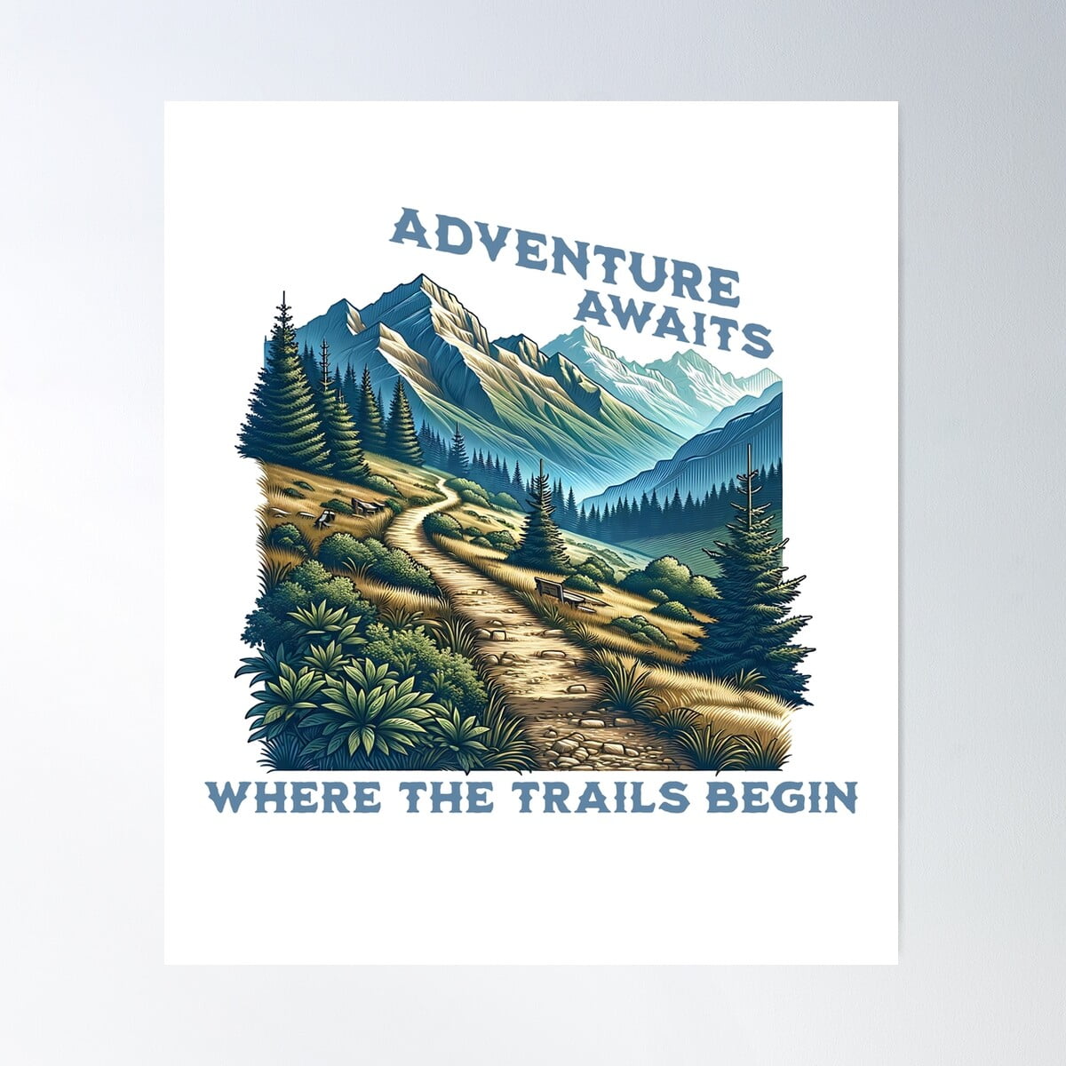 Adventure Awaits - Where The Trails Begin Poster Wall Art, Modern Wall ...