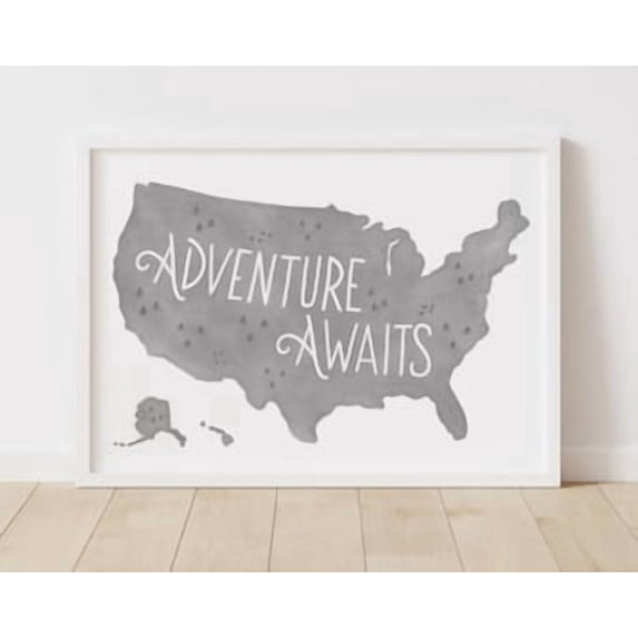 Adventure Awaits Woodland Nursery Wall Art Poster, Poster Home Decor ...