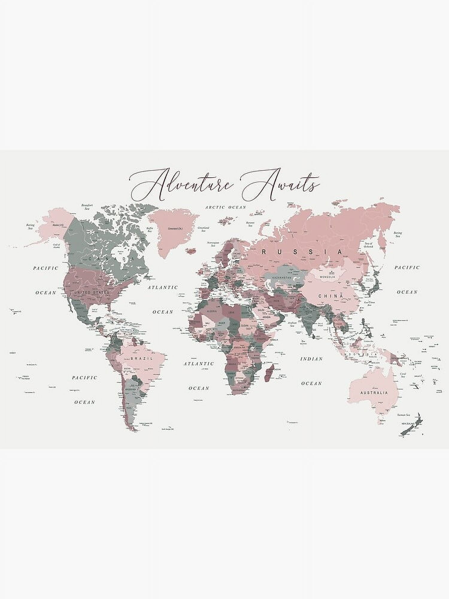Adventure Awaits World Map Modern Art Decor Unframe - Walmart.com