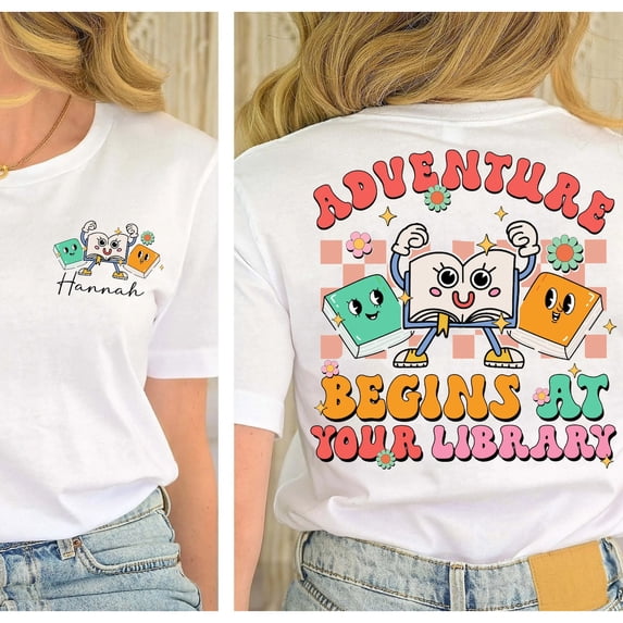 Adventure Begins At The Library Shirt, Book Lover Shirt, Reading Shirt ...
