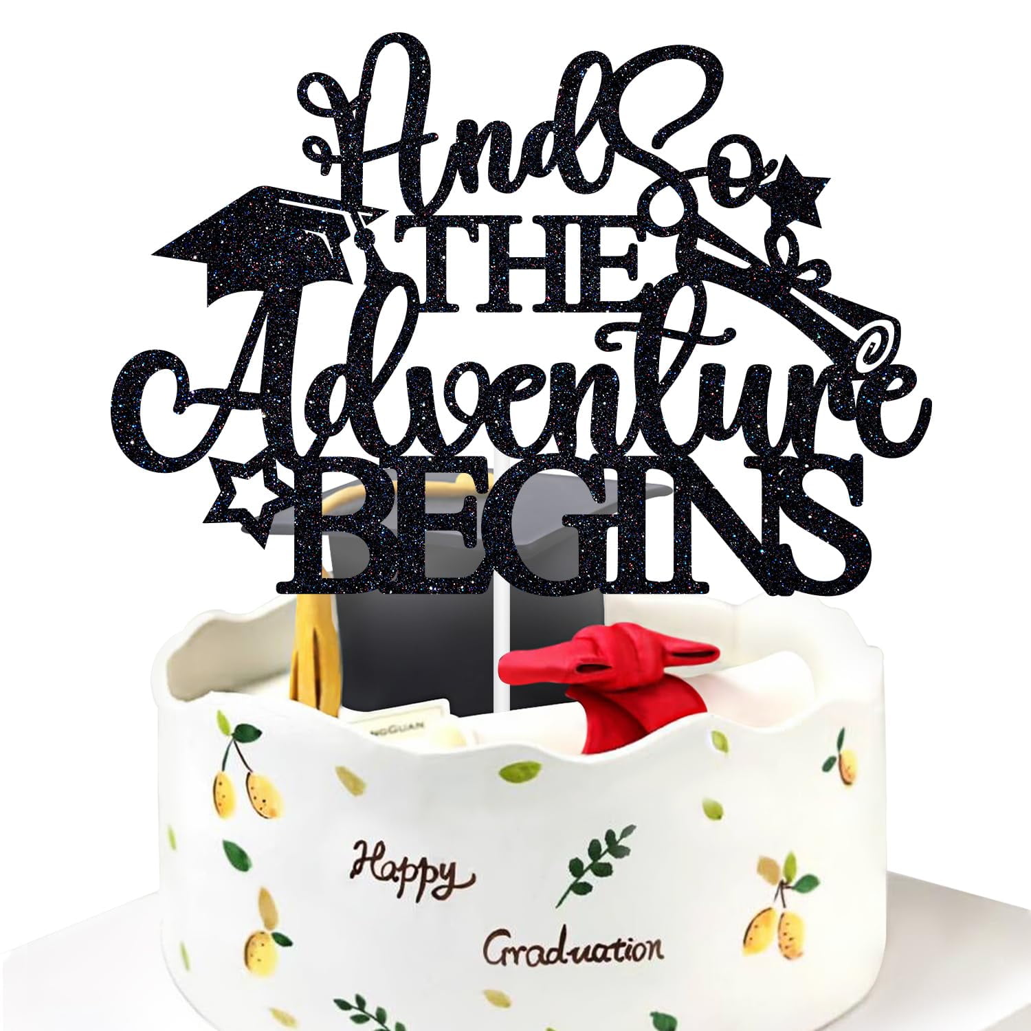 And So The Adventure Begins Cake COC1Topper, 2025 Graduation Cake Decor ...