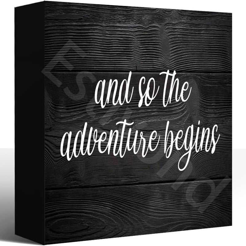 And So The Adventure Begins Decor Wood Box Sign 5 X 5 Inches Desk Decor ...