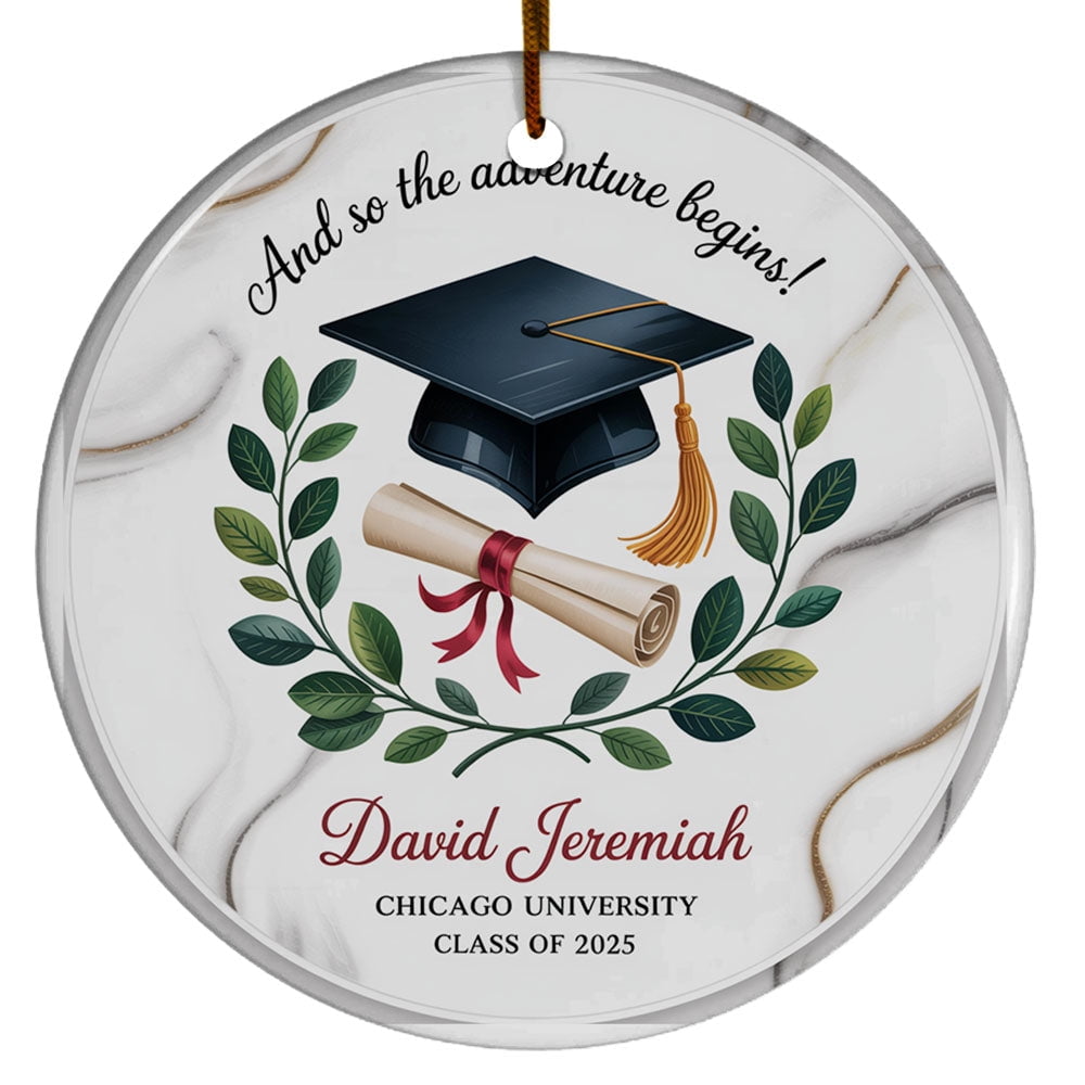 and So The Adventure Begins Graduation Christmas Ornament, Name School ...
