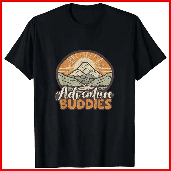 Adventure Buddies Couples Funny Hiking Adventure Mountains Unisex T ...