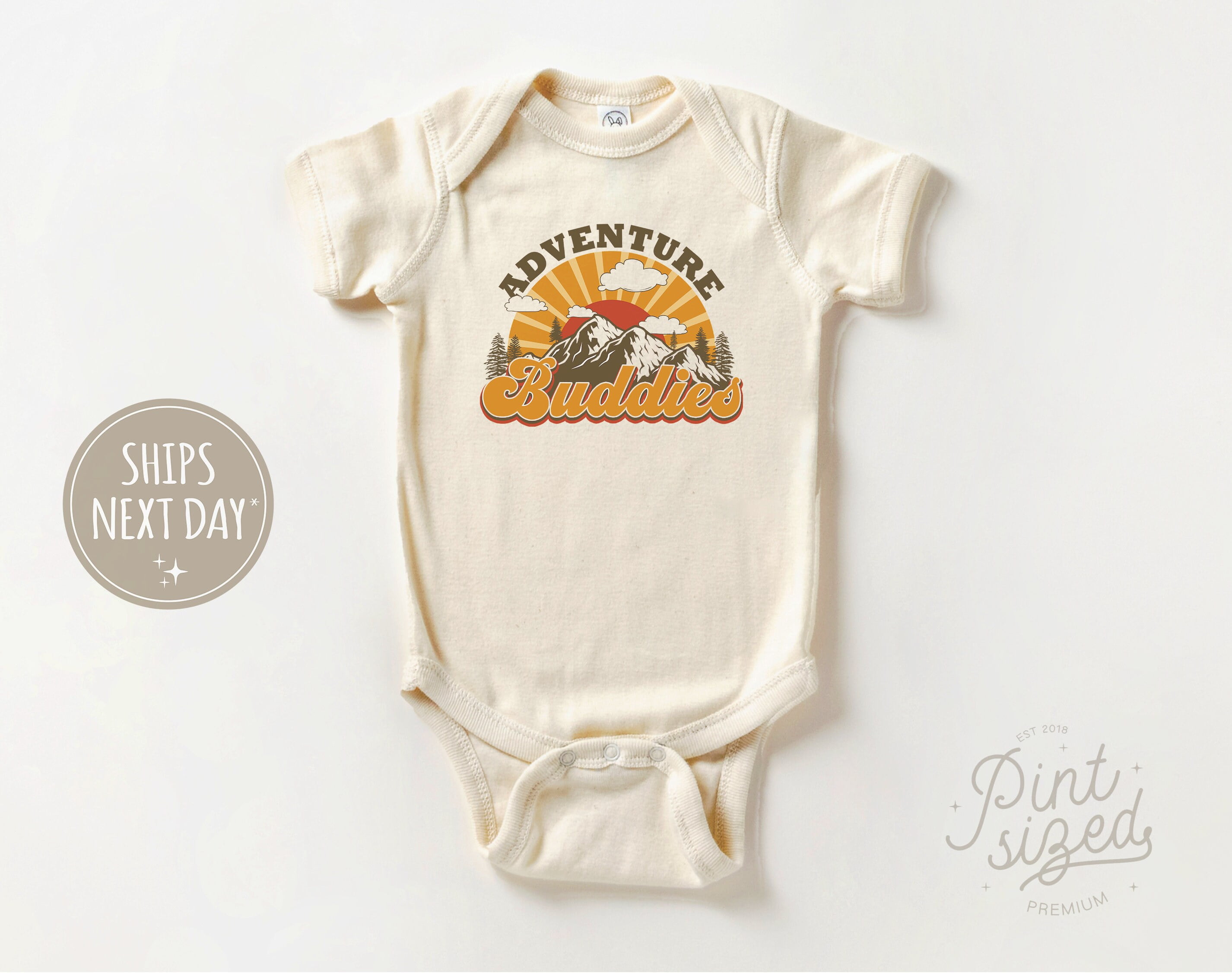 Adventure Buddies Onesie, Retro Summer Bodysuit, Hiking Baby Onesie ...
