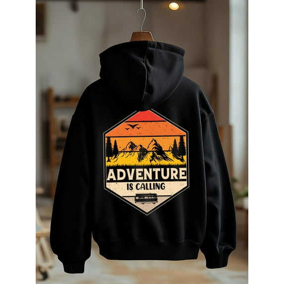Adventure Calling sweatshirt Camping men hooded sweatshirt black ...