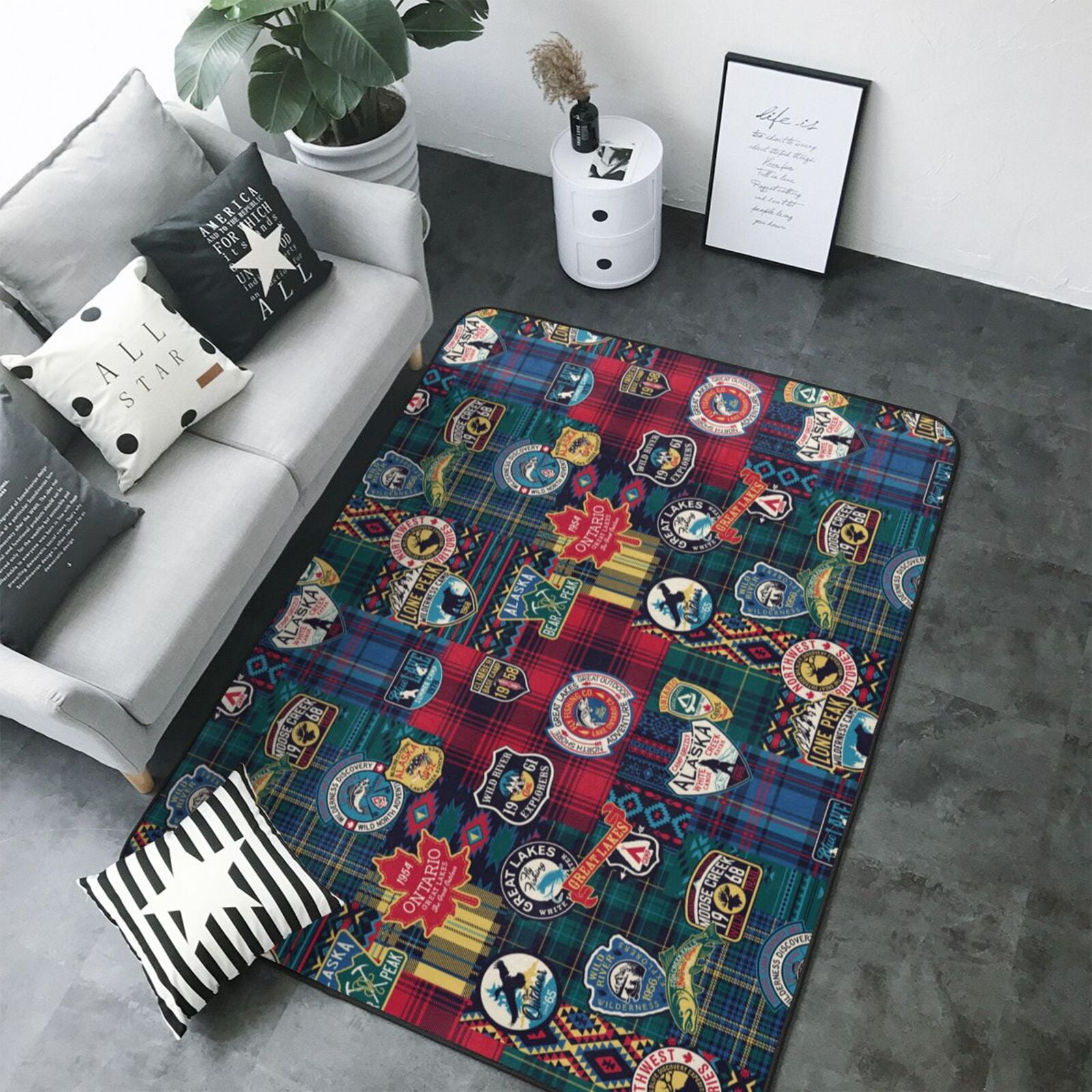 Adventure Camping Badge Area Rugs for Living Room Bedroom, 5x7 Soft ...