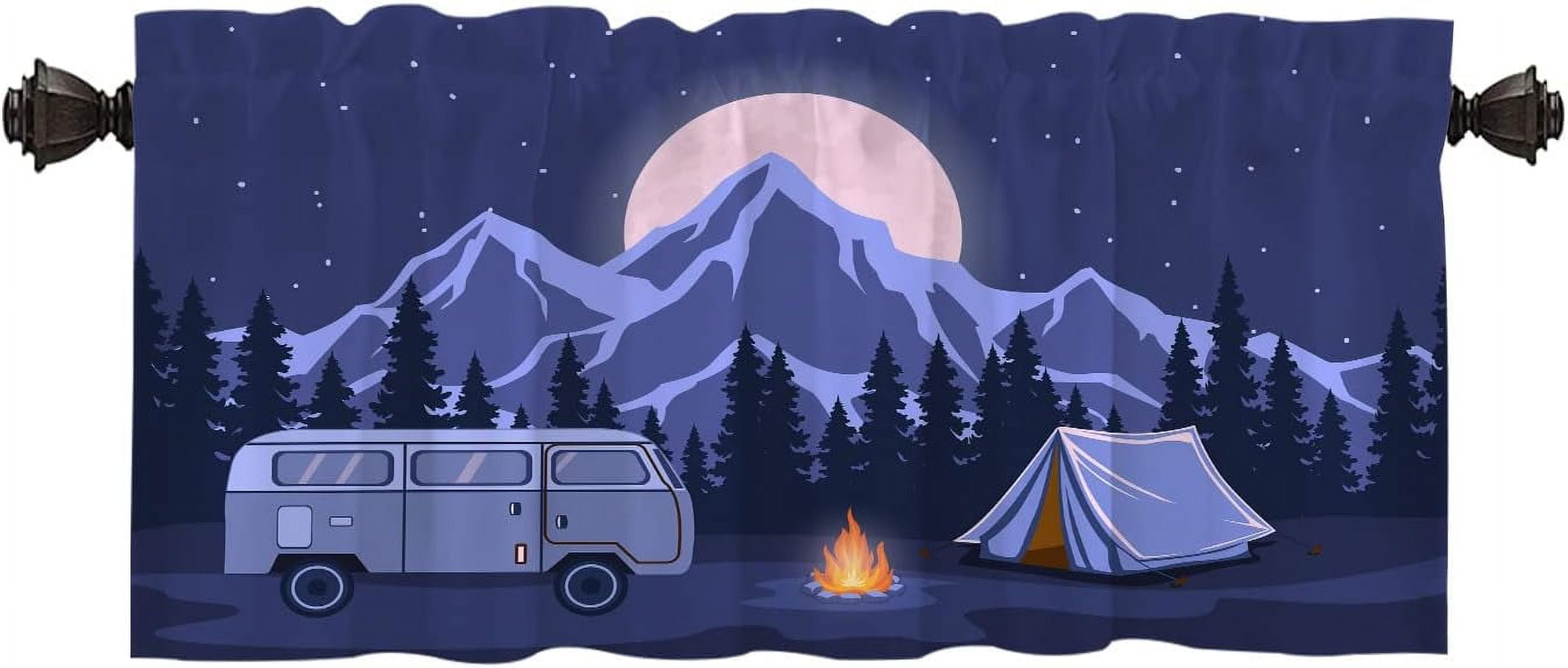 Adventure Camping Kitchen Valances Half Window Curtain, Rv and Camping ...