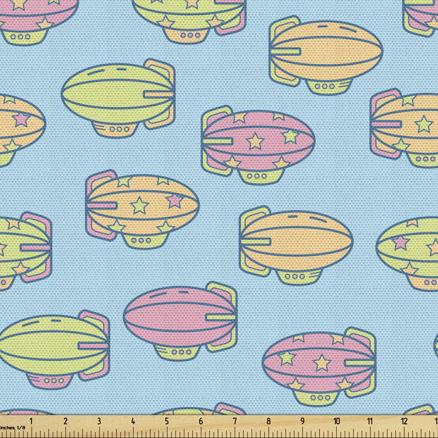 Ambesonne Adventure Fabric by the Yard Upholstery, Zeppelin, 3 Yards ...