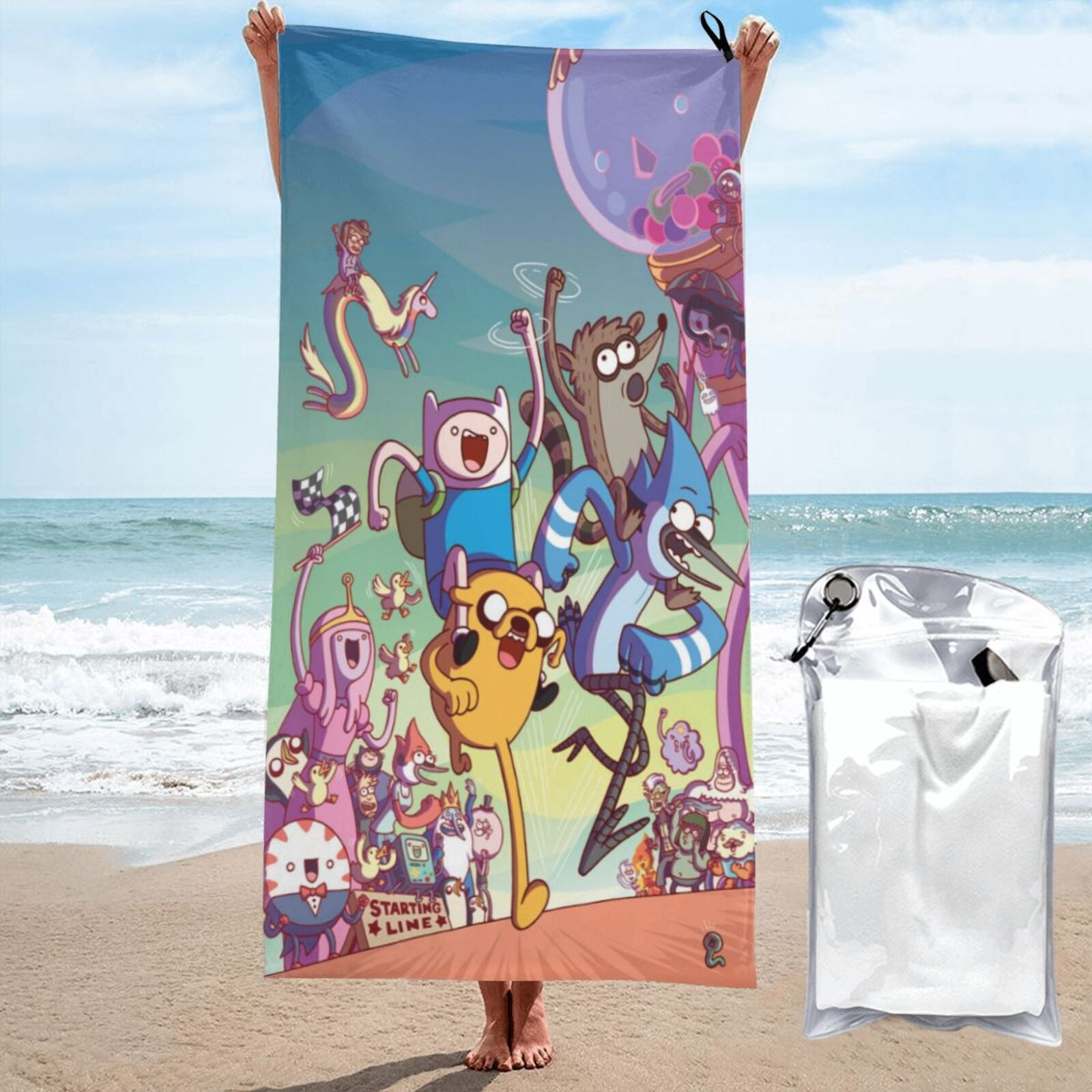 Adventure Cartoon Time Beach Towel Anti-Sand Beach Towel, Large Bath ...