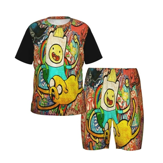 Adventure Cartoon Time Pajamas Set Summer Cartoon Printed Short Set ...