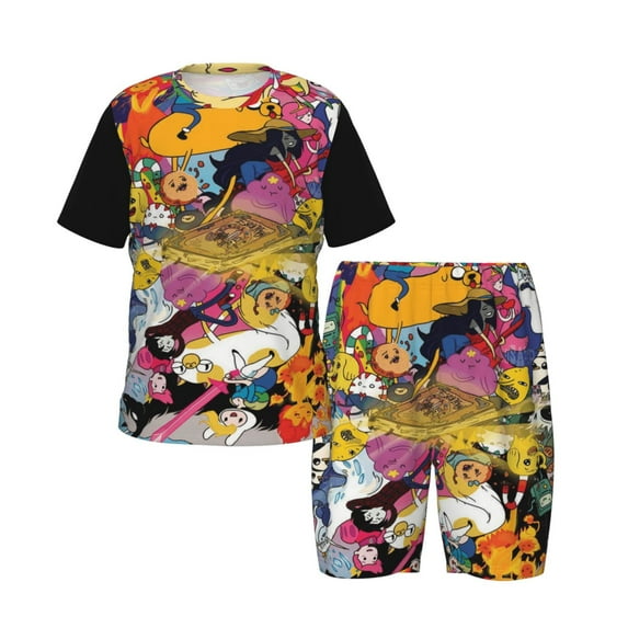 Adventure Cartoon Time Pajamas Set Summer Cartoon Printed Short Set ...