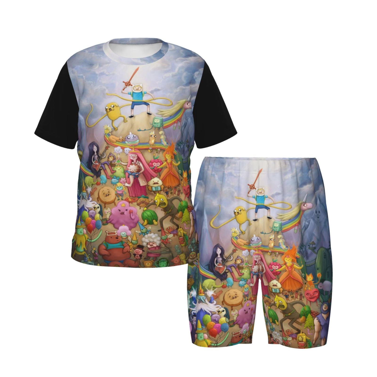 Adventure Cartoon Time Pajamas Set Summer Cartoon Printed Short Set ...