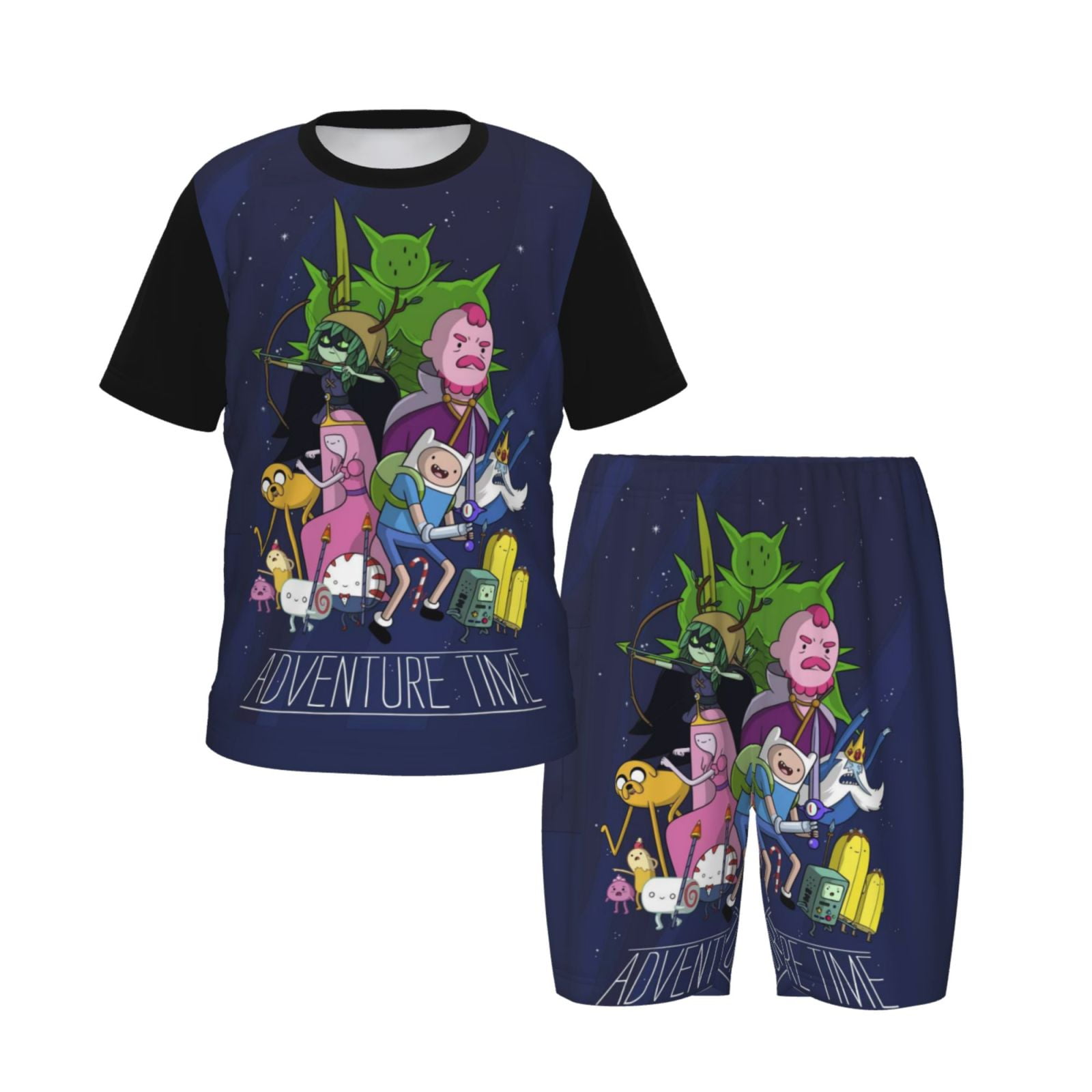 Adventure Cartoon Time Pajamas Set Summer Cartoon Printed Short Set ...