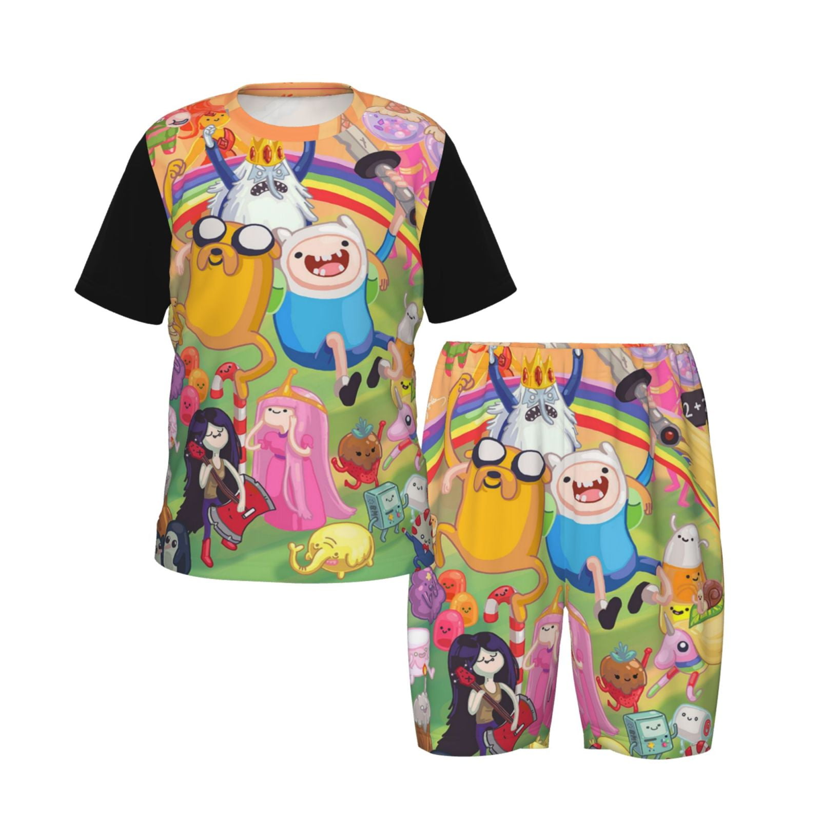 Adventure Cartoon Time Pajamas Set Summer Cartoon Printed Short Set ...