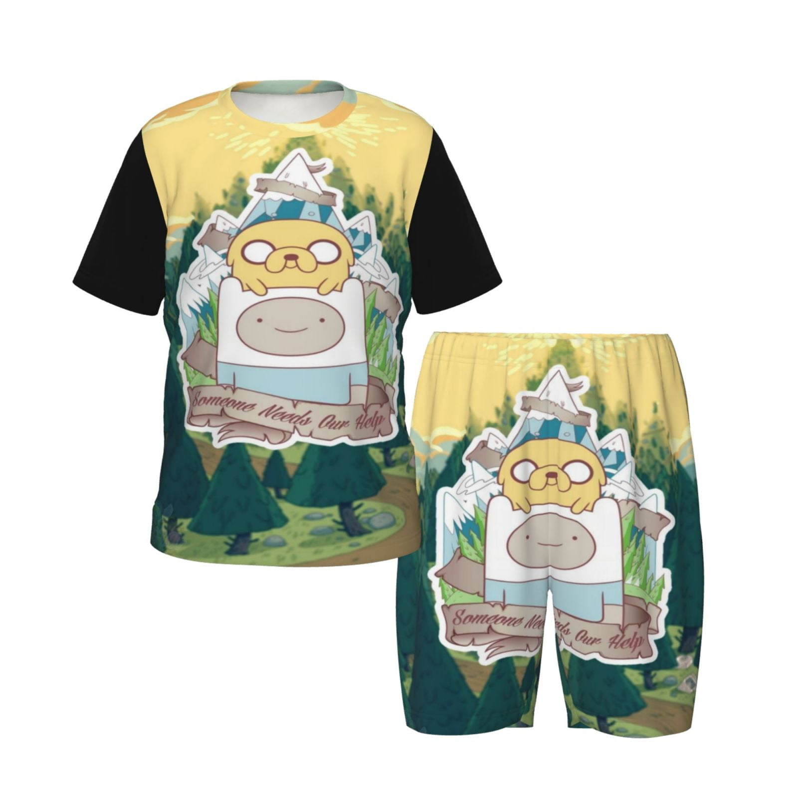 Adventure Cartoon Time Pajamas Set Summer Cartoon Printed Short Set ...