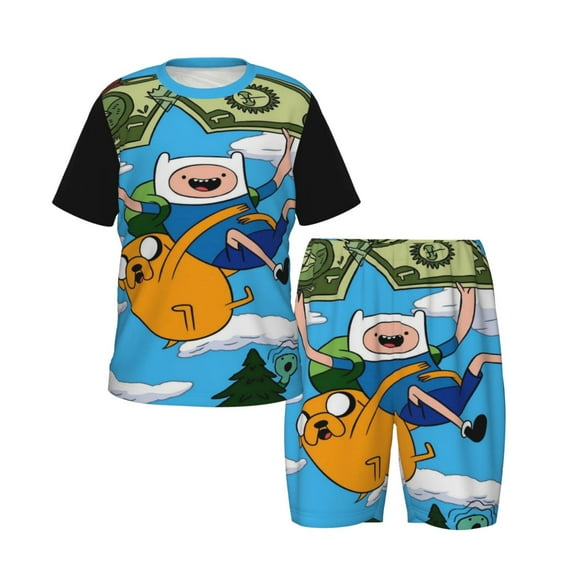 Adventure Cartoon Time Pajamas Set Summer Cartoon Printed Short Set ...