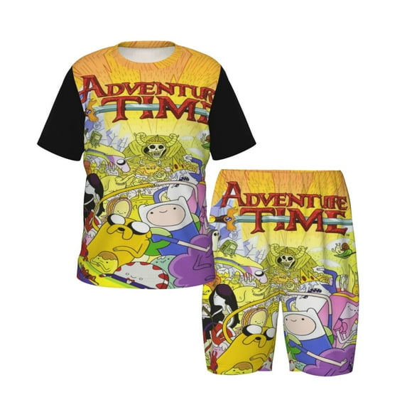 Adventure Cartoon Time Pajamas Set Summer Cartoon Printed Short Set ...