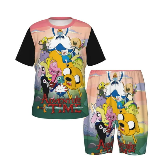 Adventure Cartoon Time Pajamas Set Summer Cartoon Printed Short Set ...