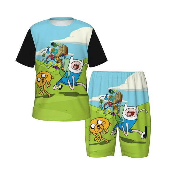 Adventure Cartoon Time Pajamas Set Summer Cartoon Printed Short Set ...