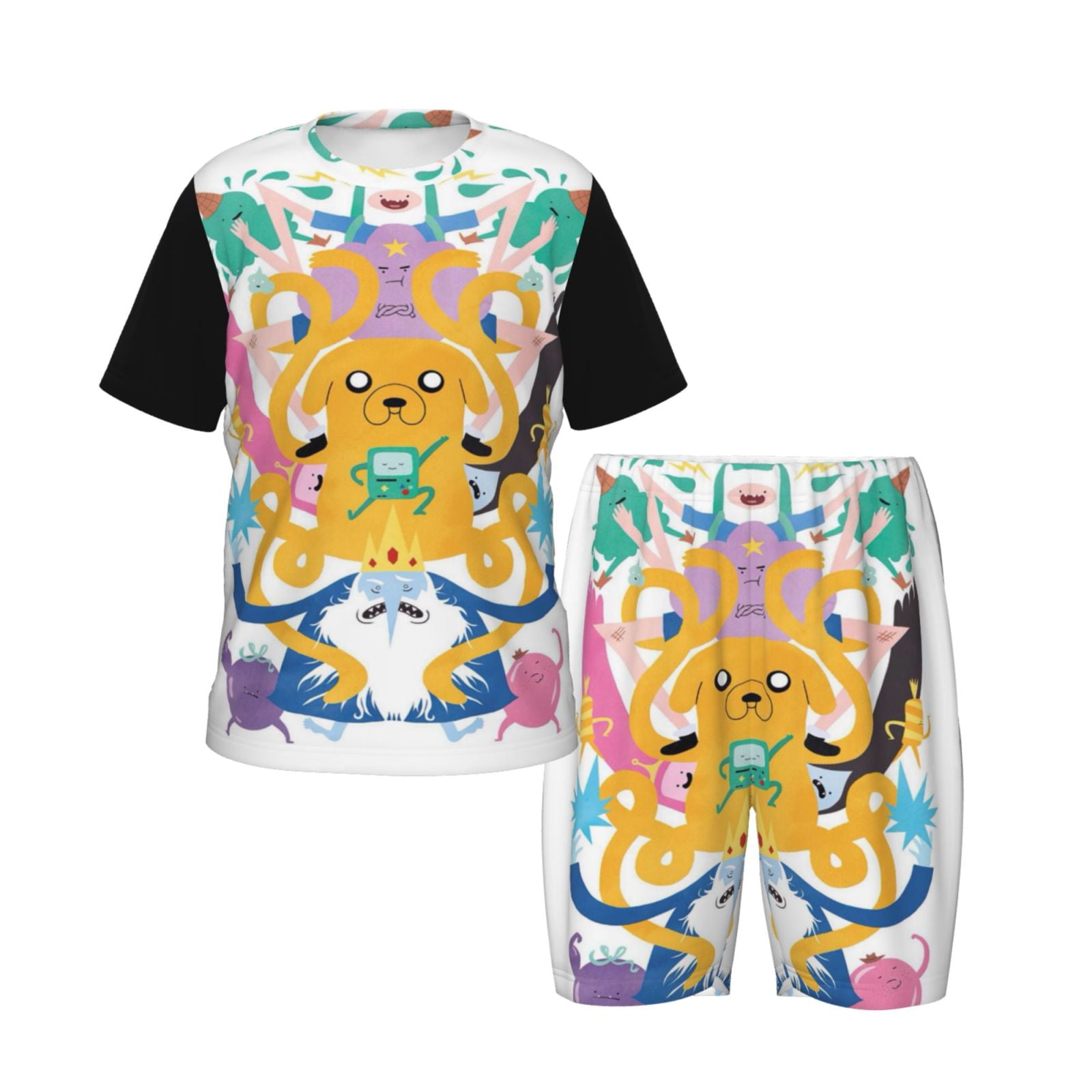 Adventure Cartoon Time Pajamas Set Summer Cartoon Printed Short Set ...