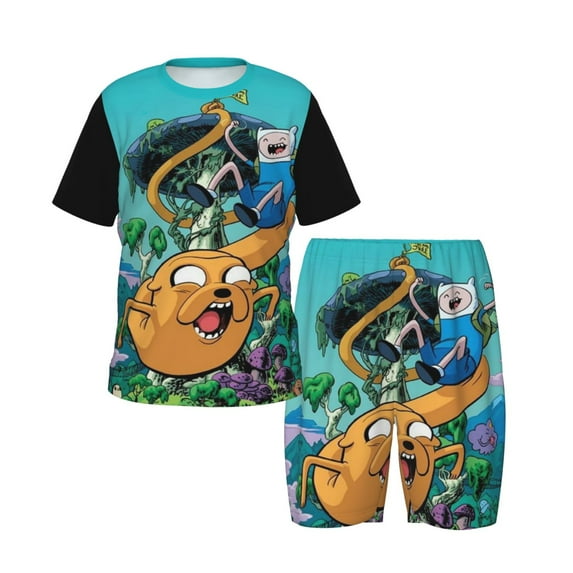 Adventure Cartoon Time Pajamas Set Summer Cartoon Printed Short Set ...