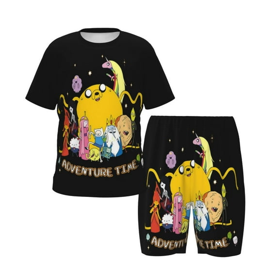 Adventure Cartoon Time Pajamas Set Summer Cartoon Printed Short Set ...