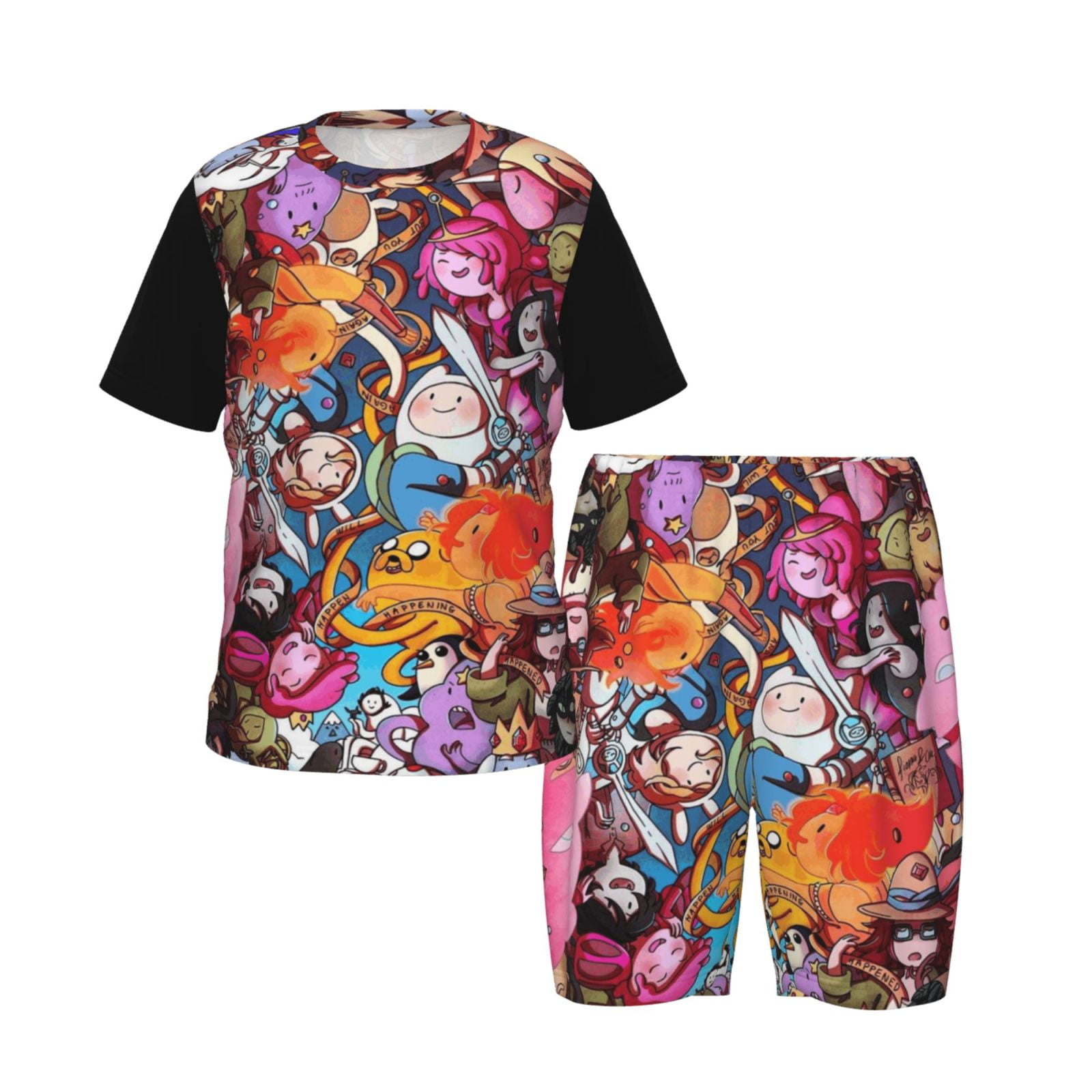 Adventure Cartoon Time Pajamas Set Summer Cartoon Printed Short Set ...