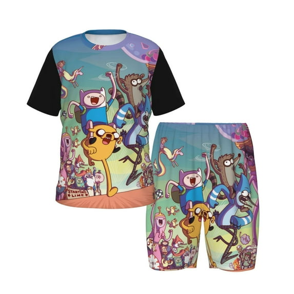 Adventure Cartoon Time Pajamas Set Summer Cartoon Printed Short Set ...