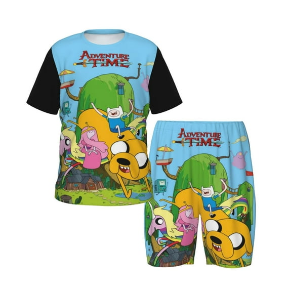 Adventure Cartoon Time Pajamas Set Summer Cartoon Printed Short Set ...