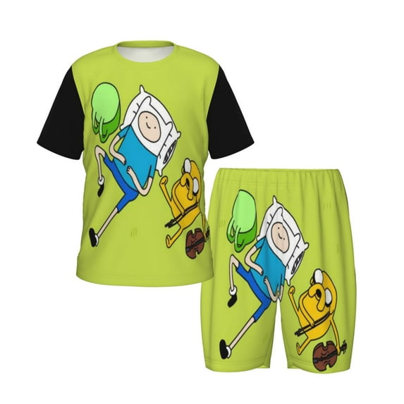 Adventure Cartoon Time Pajamas Set Summer Cartoon Printed Short Set ...