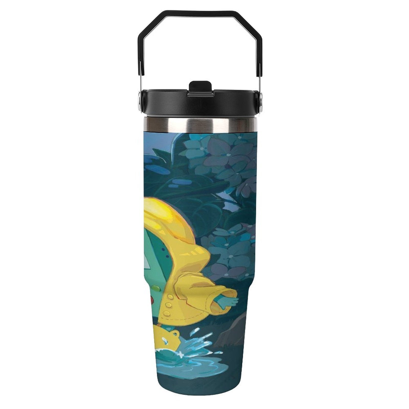 Adventure Cartoon Time Tumbler with Lid Straw Top Handle 30oz Leakproof ...