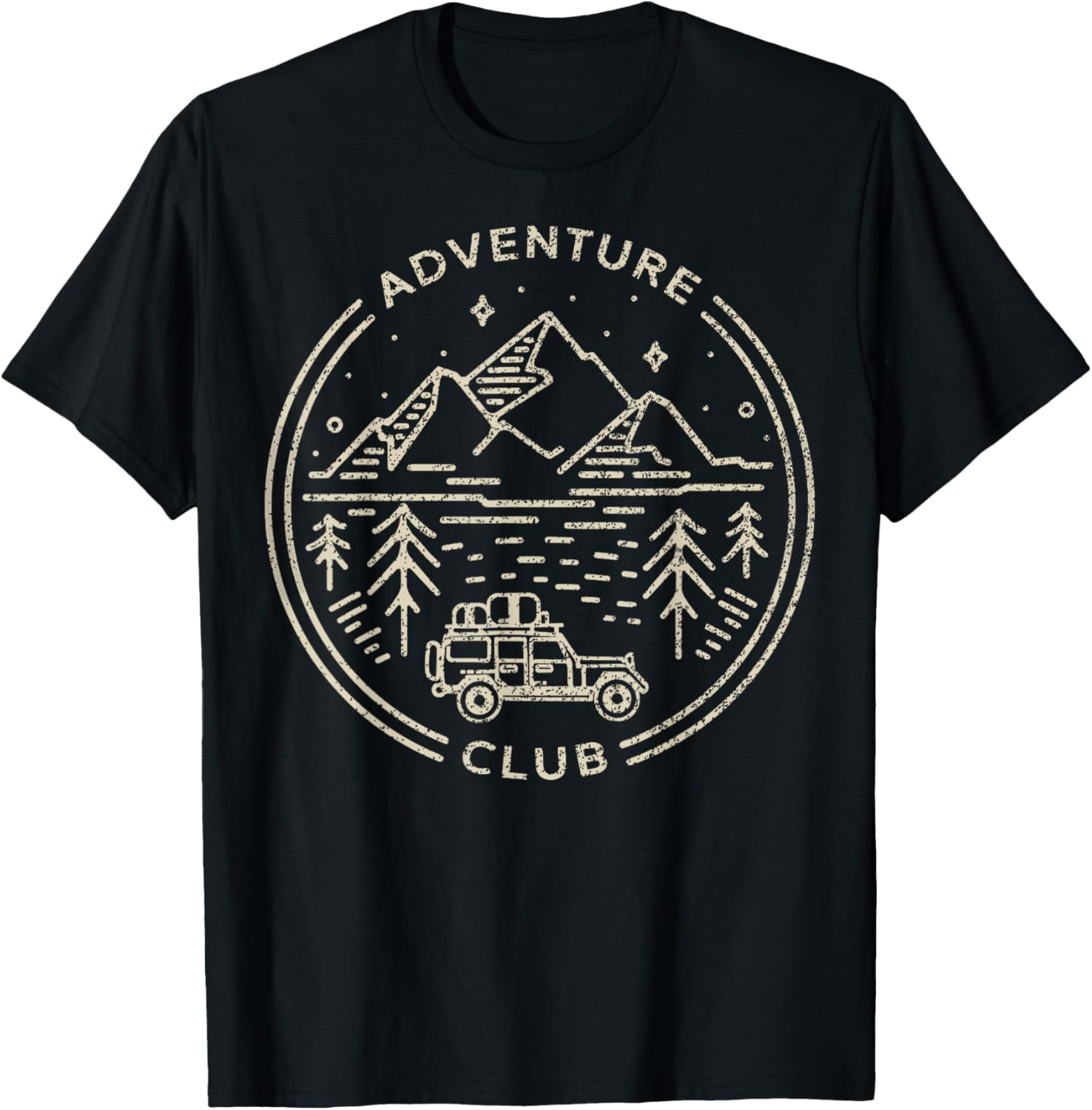 Adventure Club Line Art T-Shirt men and women can wear, black, white ...