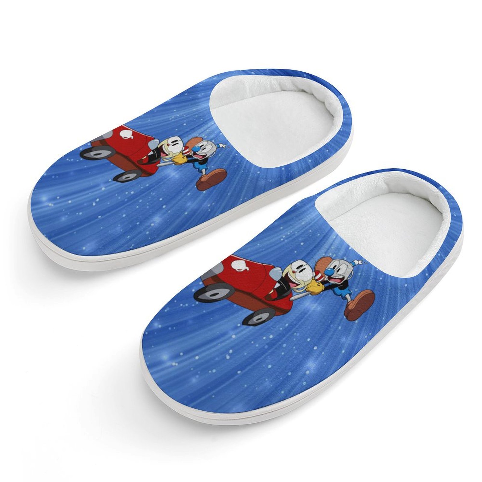 Adventure Cuphead Mugman Kid's Cotton Slippers Winter Warm Soft Plush ...
