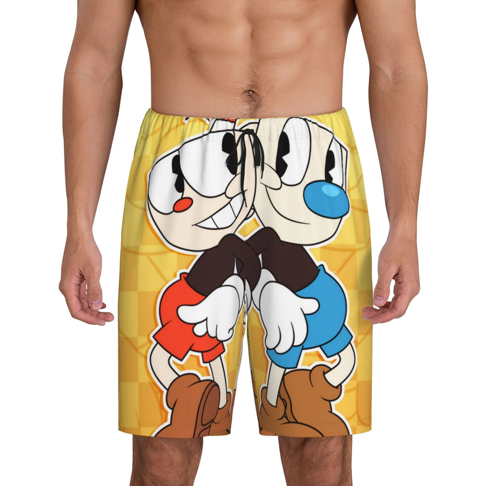 Adventure Cuphead Mugman Men's Short Pajama Pants Lightweight Daily Lounge Shorts Bottoms ...