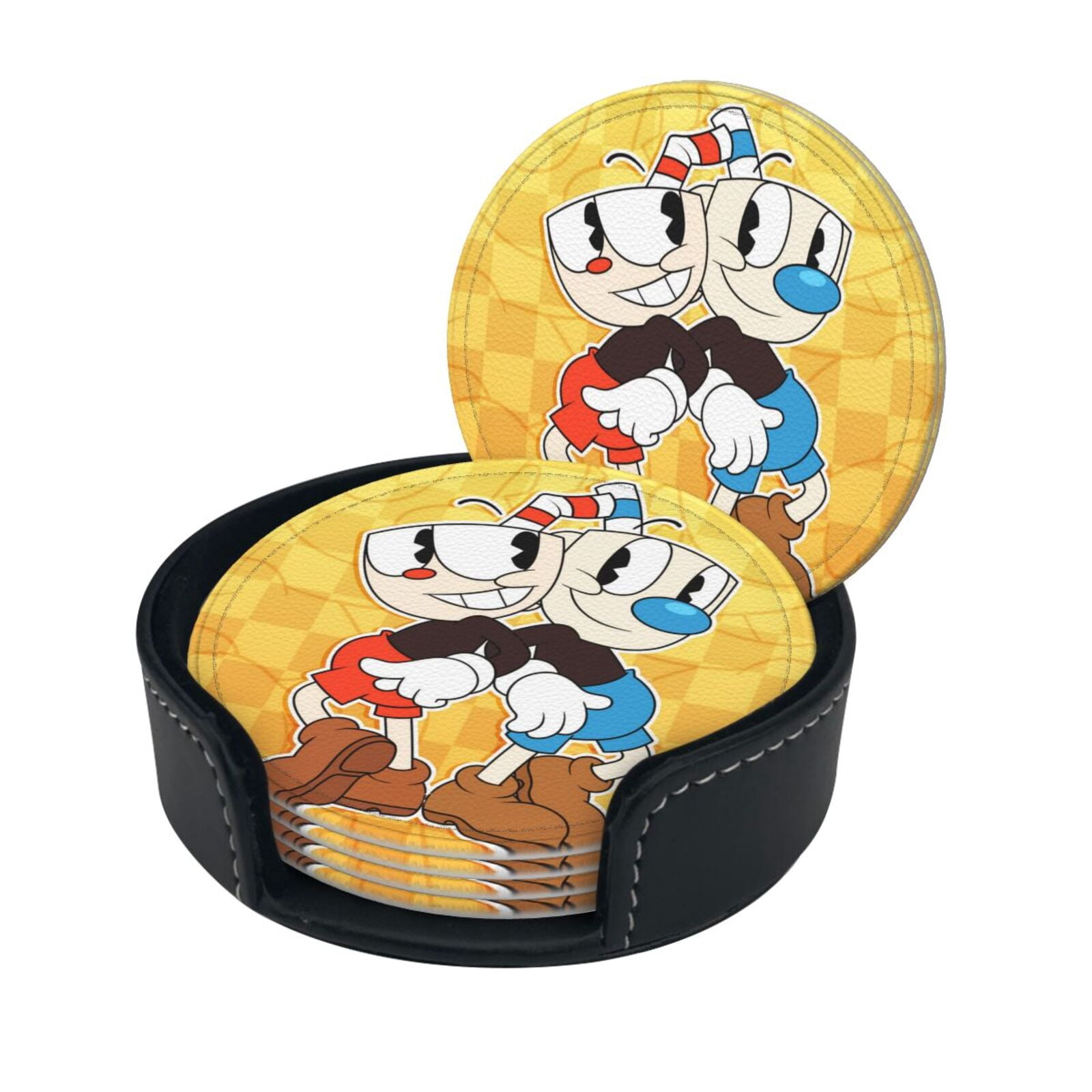 Adventure Cuphead Mugman Round Coaster Set Of 6 Tabletop Protection ...