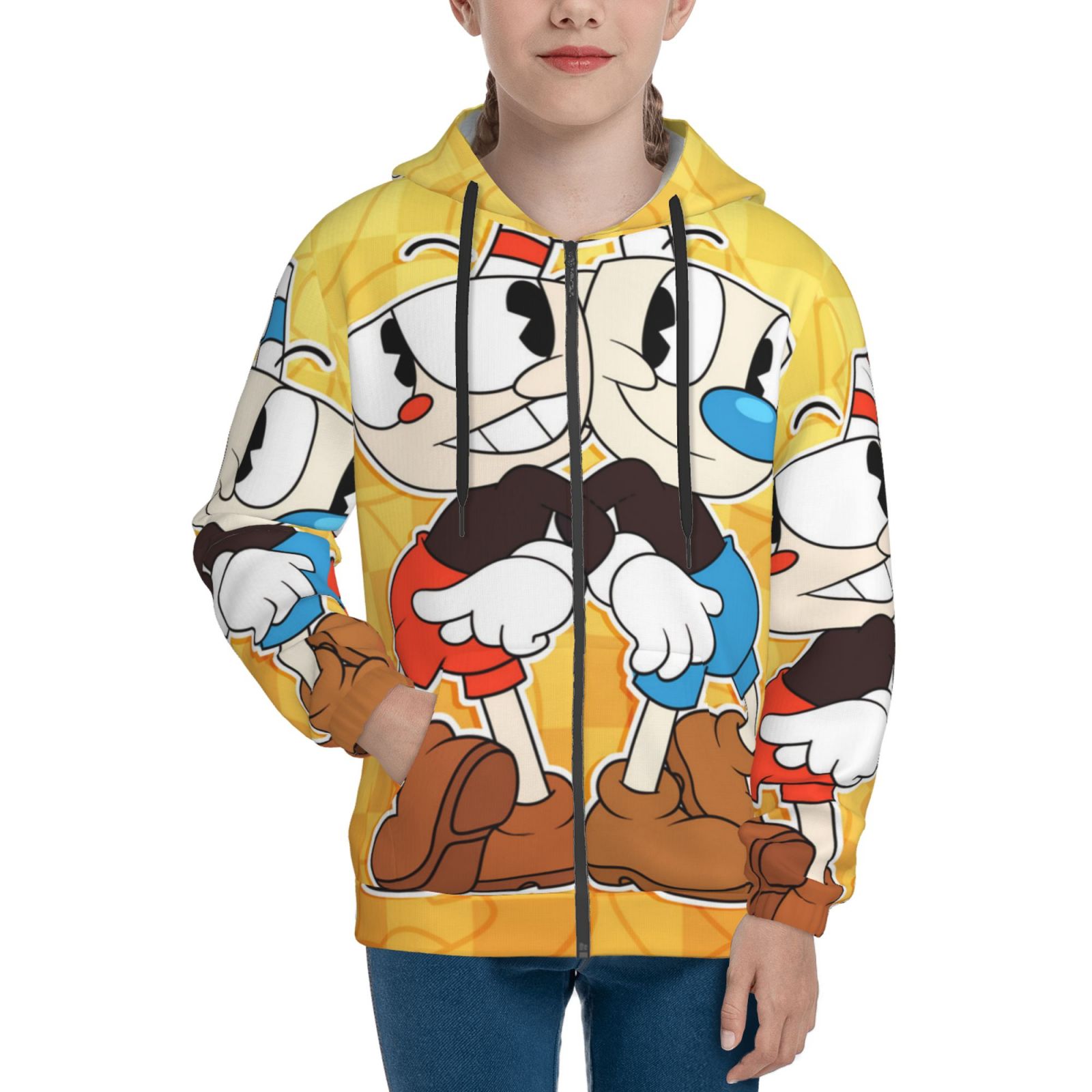 Adventure Cuphead Mugman Teenager Hoodies Shirt Zipper Sweatshirts ...