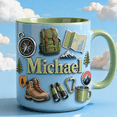 Adventure Dad Custom Mug Accent Mug with Compass Backpack Mountain Map ...
