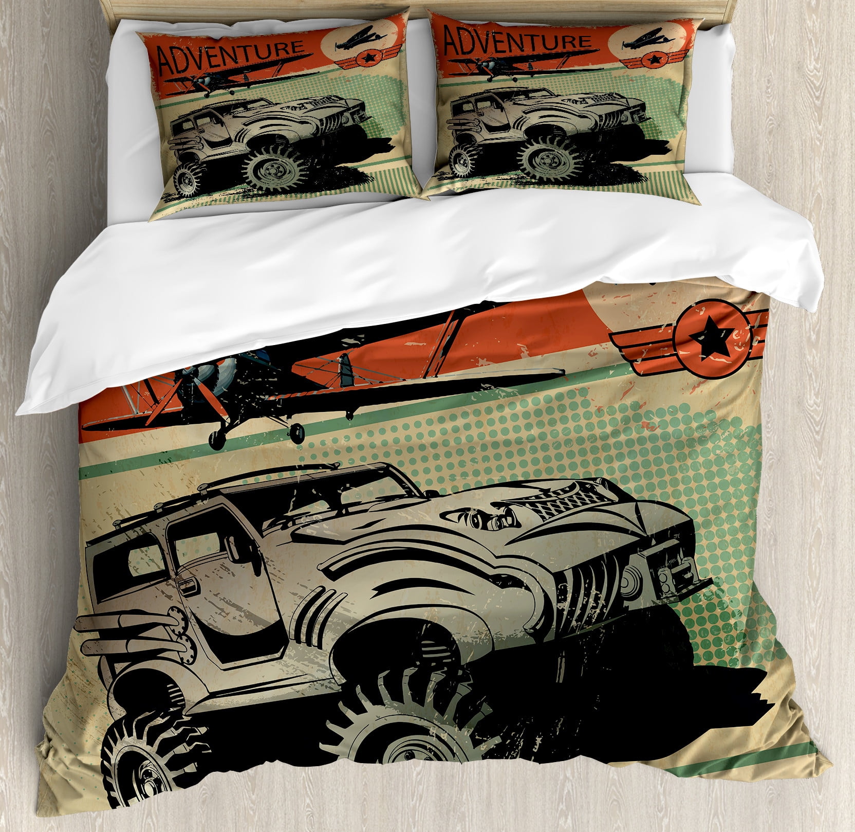 Adventure Duvet Cover Sets, Aged Damaged Display Retro Elements Strong ...