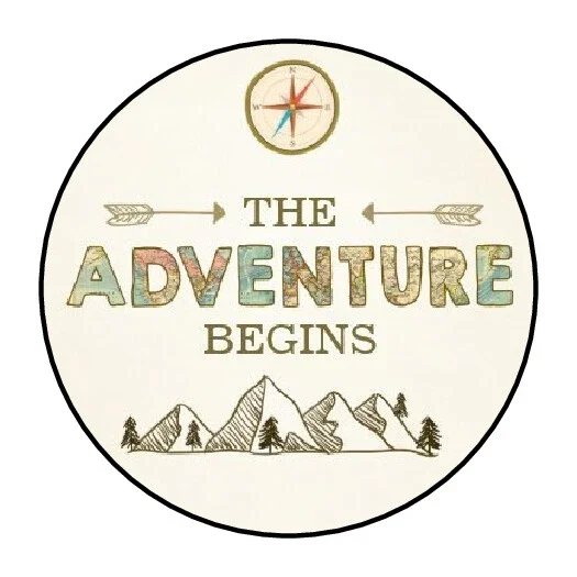 Adventure Favor Labels Round Stickers Phone Decal Water Bottle Stickers ...