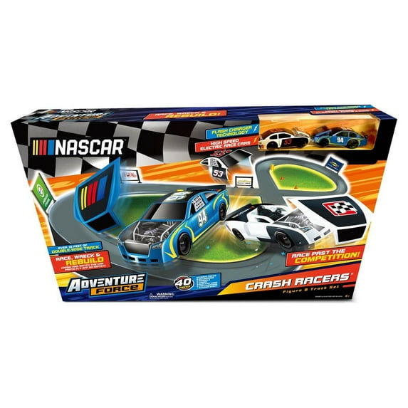 Adventure Force Race Track Set with Motorized NASCAR Cars, Crash Zone ...