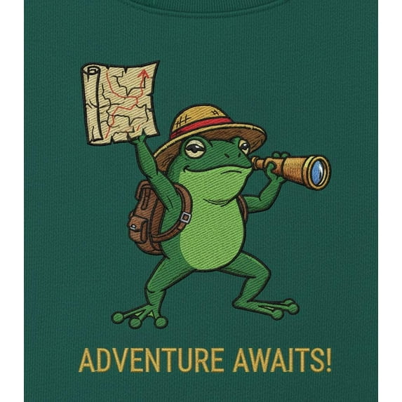 Adventure Frog Embroidered Sweatshirt: Explorer Map & Telescope ...