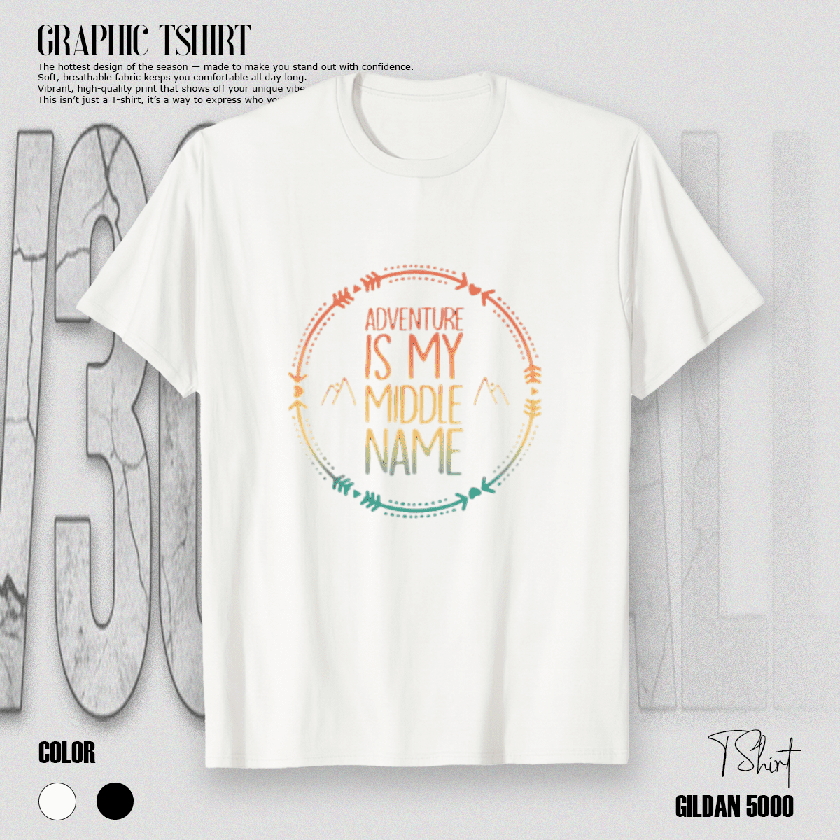 Adventure Is My Middle Name Outdoor Explorer Style Graphic Unisex T ...