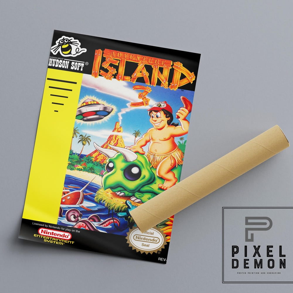 Adventure Island 3 Gamer Poster Retro NES Classic Gaming poster ...