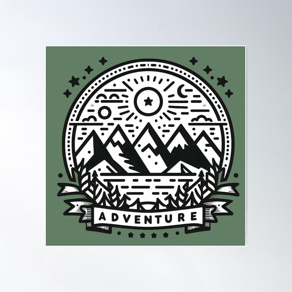 Adventure Line Art Poster Wall Art, Modern Wall Decor For Living Room ...