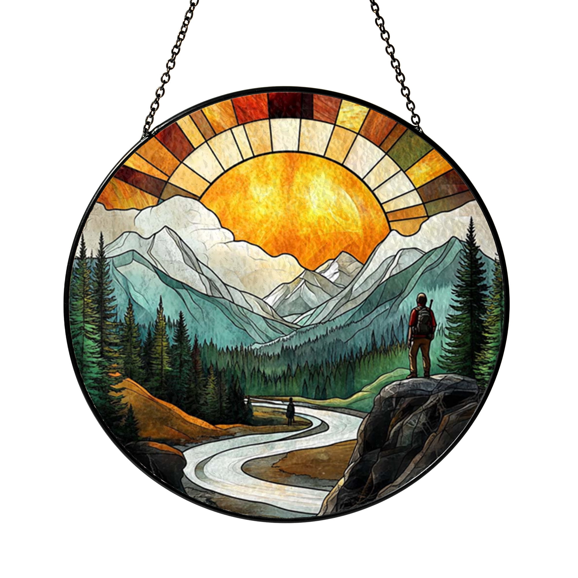 Adventure Mountain Landscape Stained Glass Suncatcher Window Decor ...